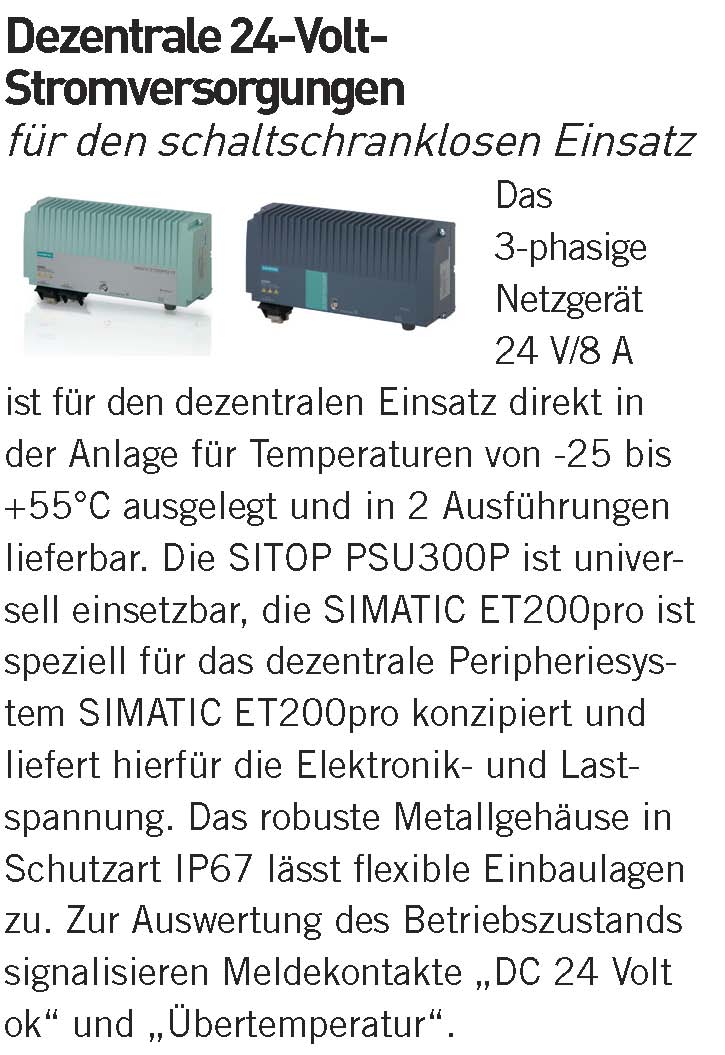 Dezentrale 24-Volt-Stromversorgungen